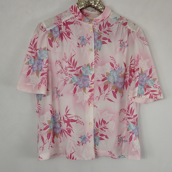 Vintage | Tops | Vintage 7s Lady Devon Womens Plus Size Pink Floral Top ...